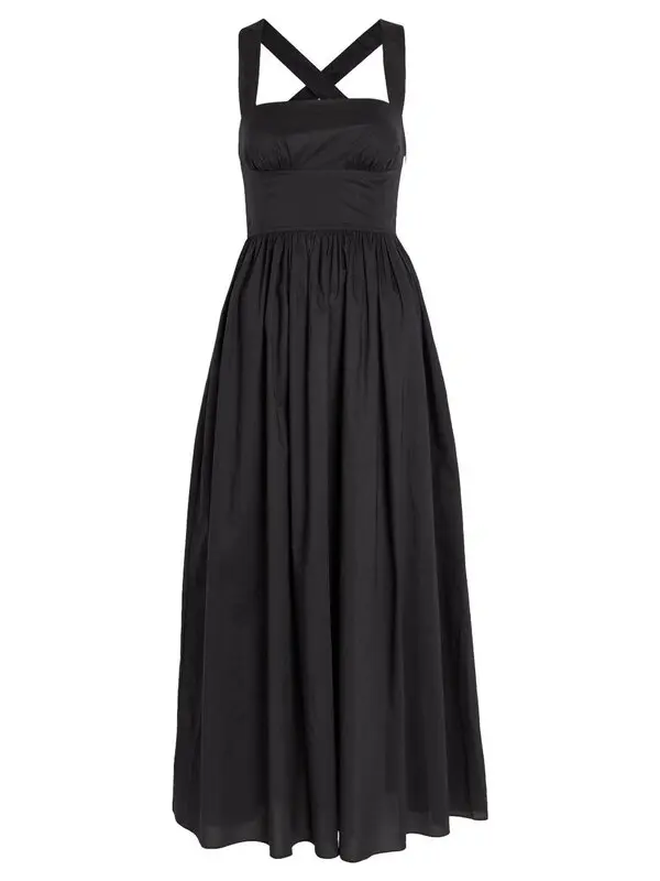 Matteau Gathered Cotton-poplin Midi Dress - Black