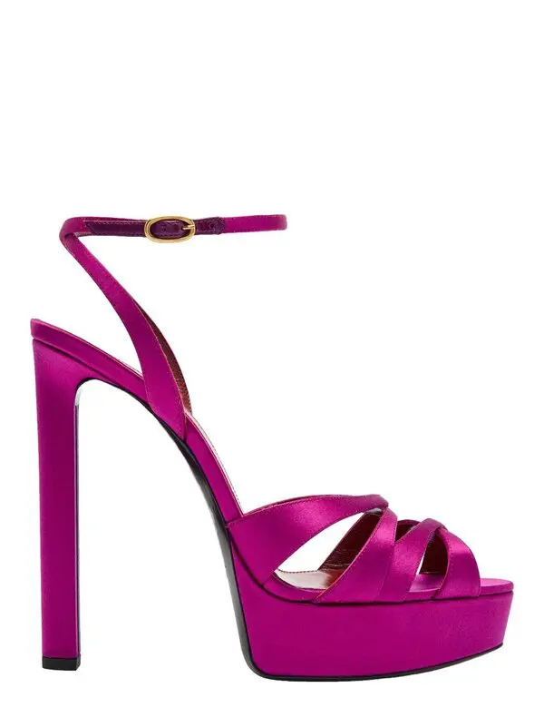 Saint Laurent Chandelle 110 Satin Sandals - Pink