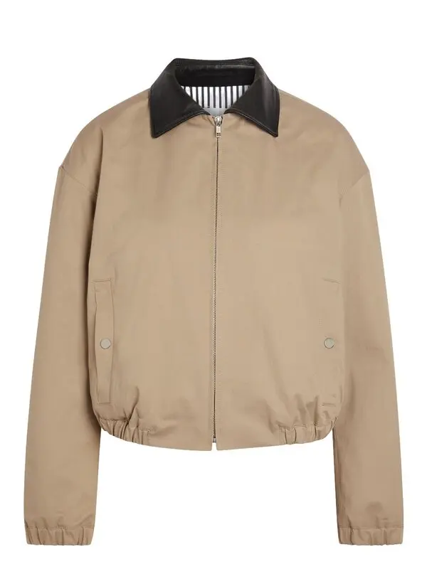 Maria Mcmanus Leather-trimmed Twill Jacket - Beige