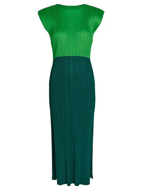 Issey Miyake Pleated Midi Dress - Green