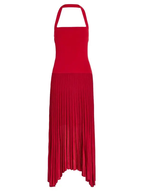 Maria Mcmanus Asymmetric Knit Midi Dress - Red