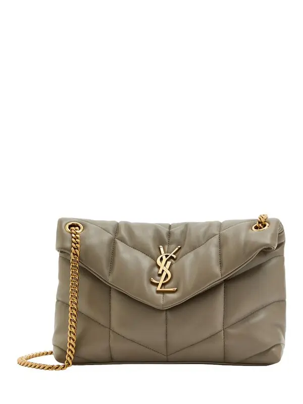 Saint Laurent Lou Small Quilted Shoulder Bag - Taupe