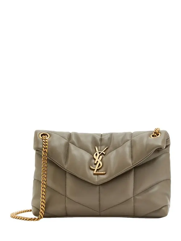 Saint Laurent Lou Small Quilted Shoulder Bag - Taupe