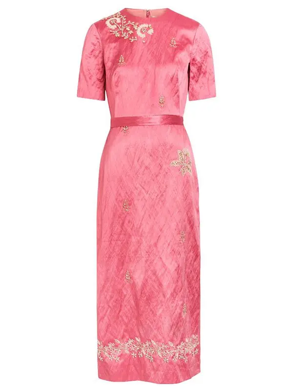 Erdem Embellished Satin Midi Dress - Pink