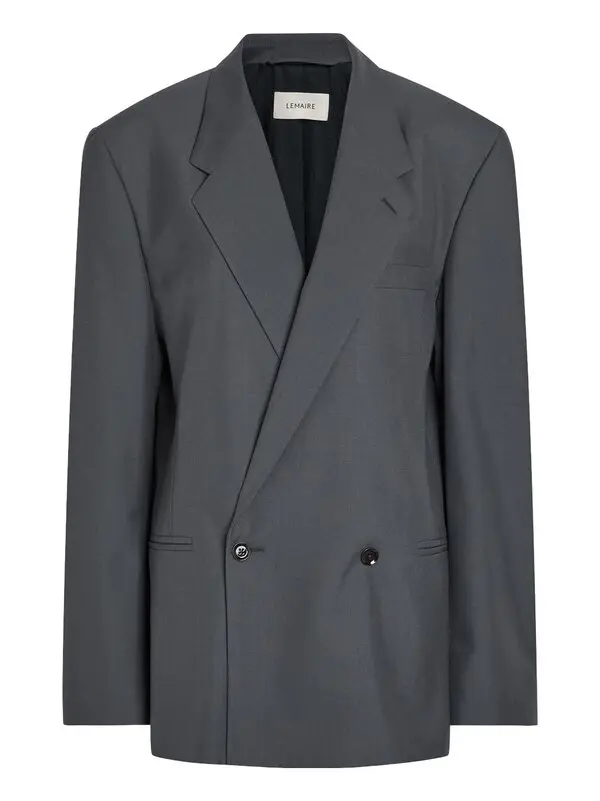 LEMAIRE Woven Double-breasted Blazer - Dark Grey