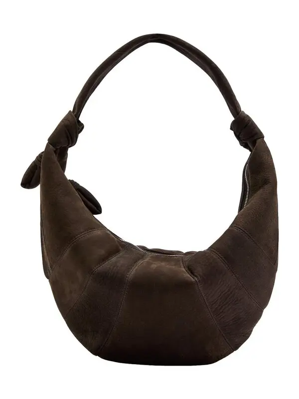 LEMAIRE Fortune Croissant Suede Shoulder Bag - Dark Brown