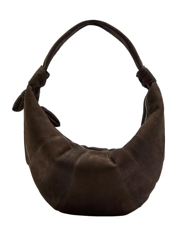 LEMAIRE Fortune Croissant Suede Shoulder Bag - Dark Brown