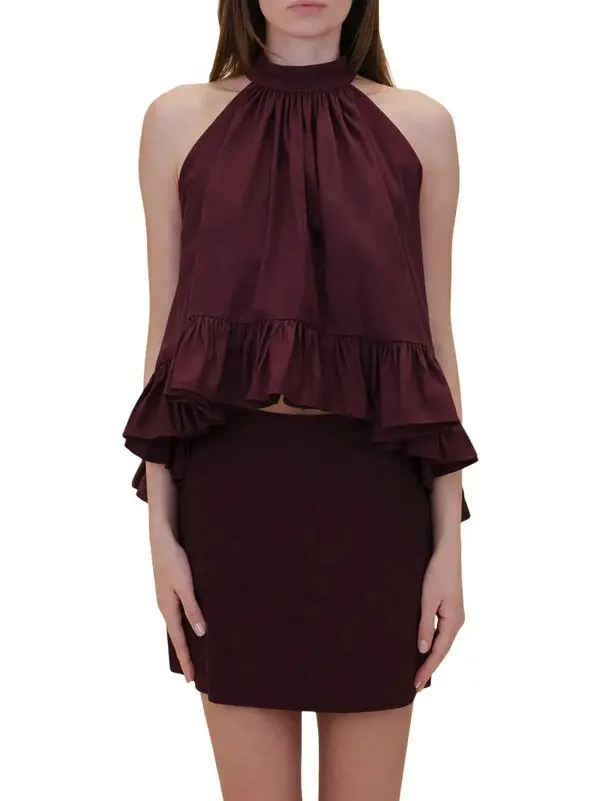 Azeeza Blair Poplin A-line Mini Skirt - Red