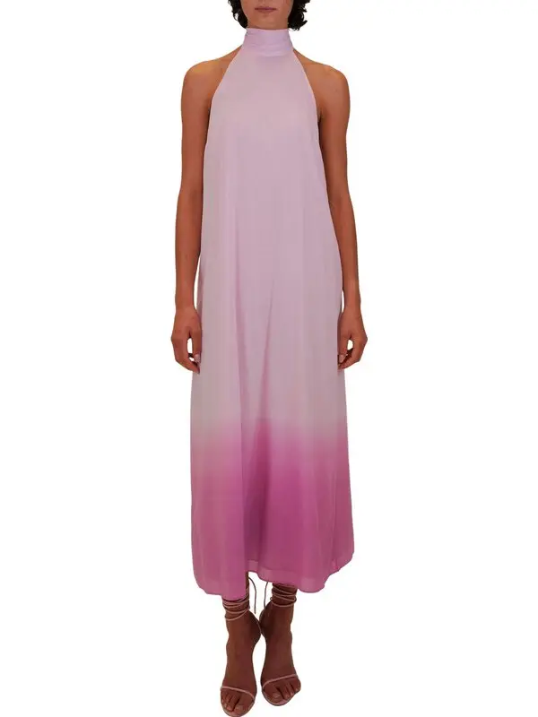 Azeeza Meera Dip-dye Voile Halter Midi Dress - Pink