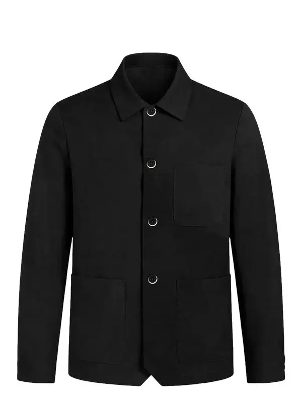 Barena Venezia Button-up Patch-pocket Overshirt - Black
