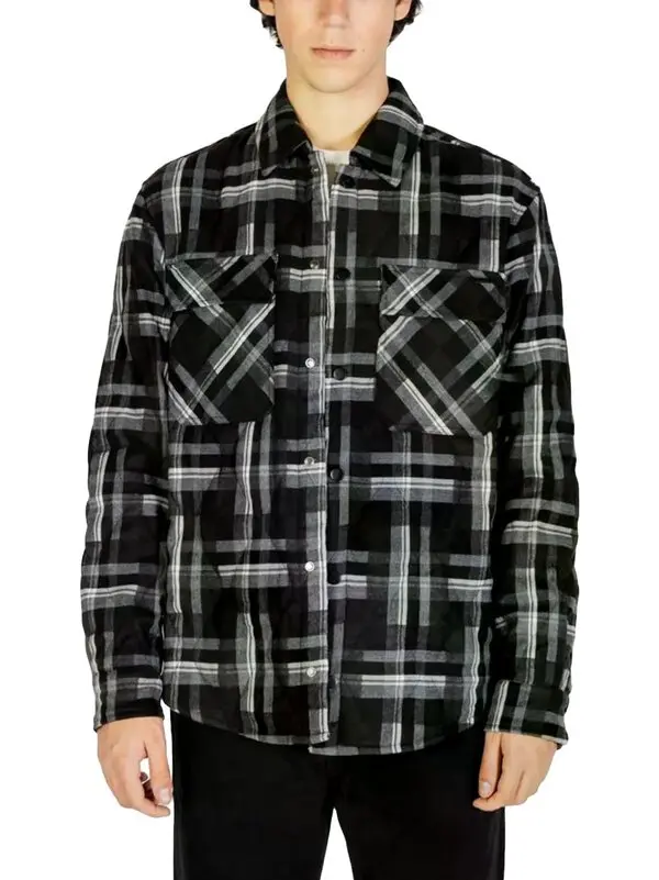 GIANNI LUPO Plaid Quilted Shirt Jacket - Black