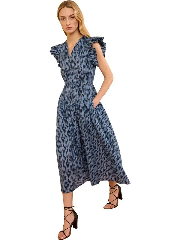 Ulla Johnson Kairi Cotton-blend Midi Dress - Tidal