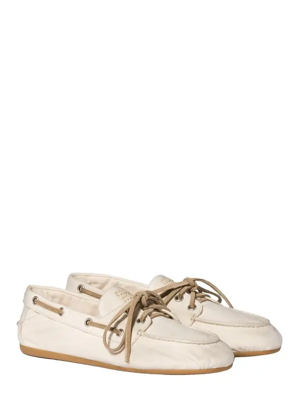 Miu Miu Canvas Deck Shoes - Ecru