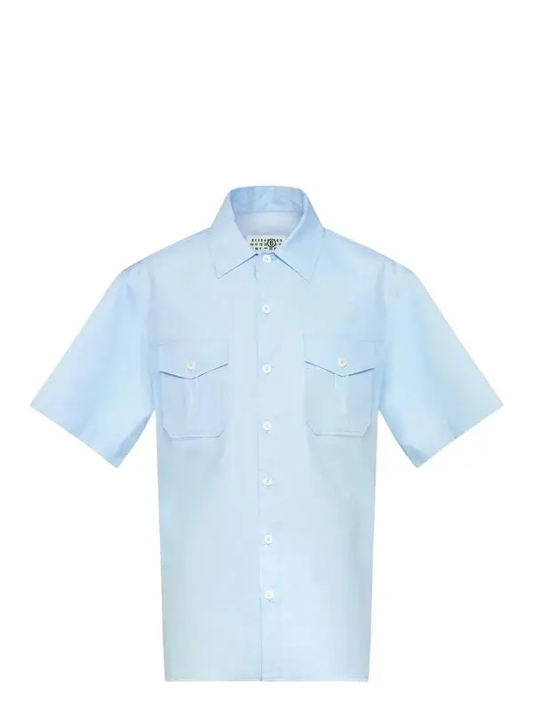 MAISON MARGIELA Button-down Short-sleeve Cotton Shirt - Blue