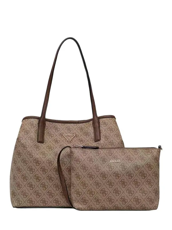 Guess Monogram Shoulder Bag With Pouch - Neutrals