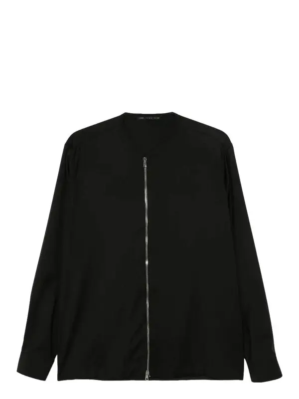 LOW BRAND Zip-up V-neck Shirt - Grey