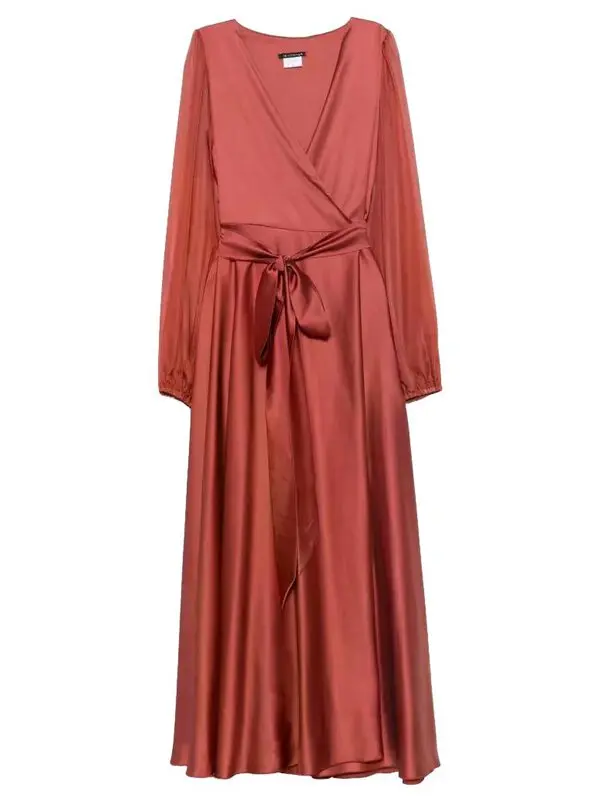 LE RJTANGE Wrap-design Belted Midi Dress - Red