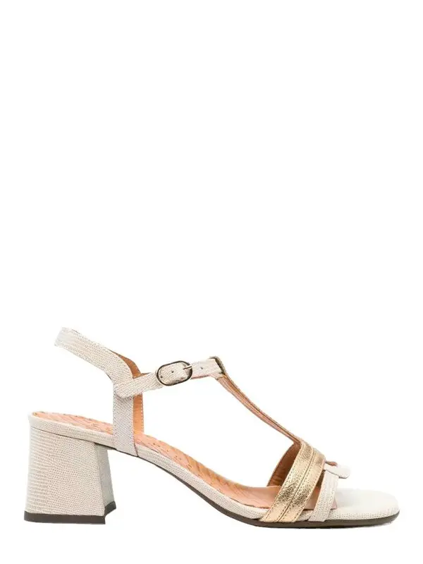 Chie Mihara Liluice Lizard-effect T-bar Sandals - Neutrals