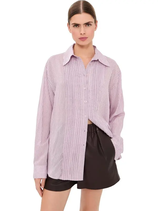 Tibi Striped Pintucked Shirt - Pink Multi
