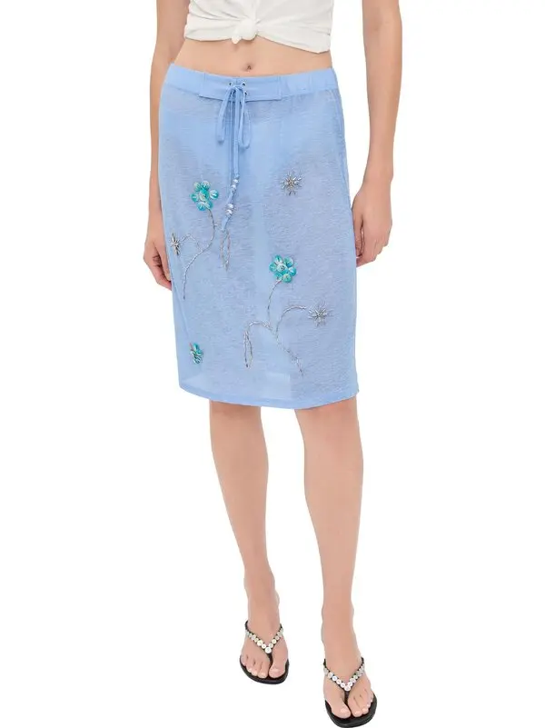 SIEDRES Liz Floral Sequin Skirt - Blue