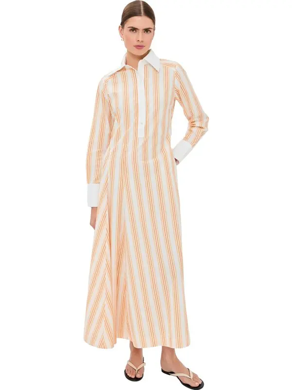 Rosie Assoulin Striped Poplin Shirt Dress - Creamsicle