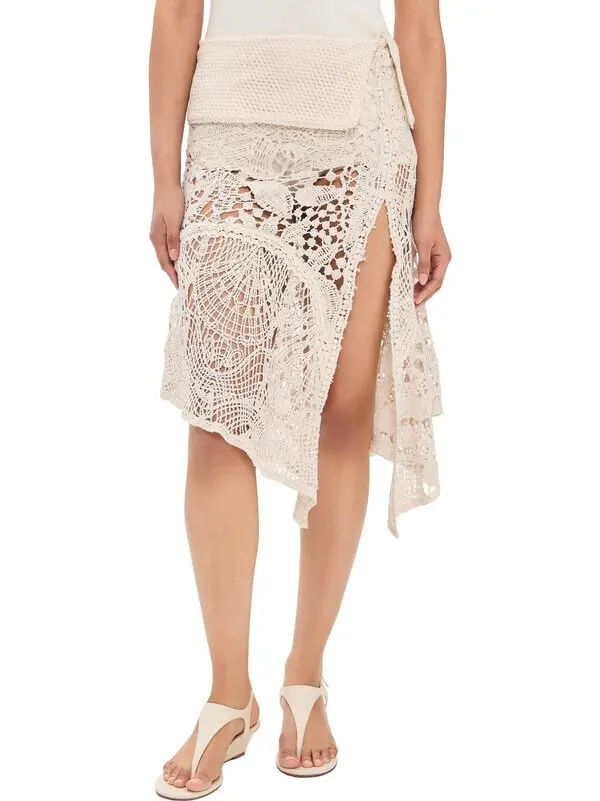 SIEDRES Crochet Skirt With Side Slit - Ecru