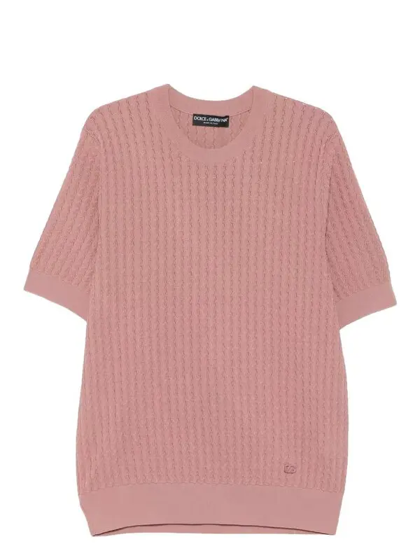Dolce & Gabbana Cable-knit Short-sleeve Sweater - Pink