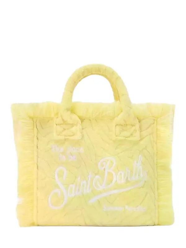 MC2 SAINT BARTH Mini Zebra-embossed Frayed Tote Bag - Yellow