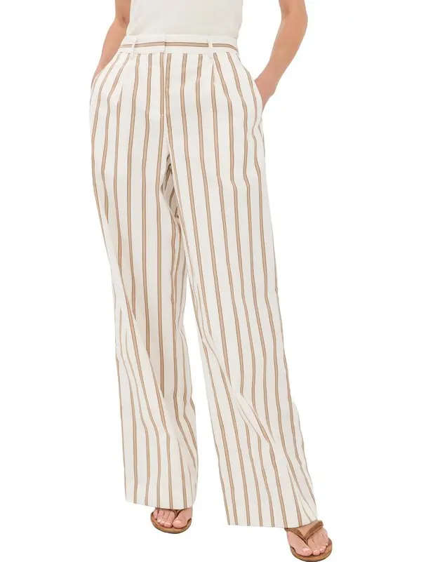 TWP Hudson St. Stripe Pants - White/khaki