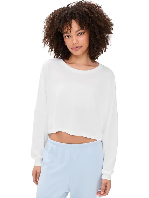 Beyond Yoga Studio Luxe Cropped Long Sleeve Tee - White
