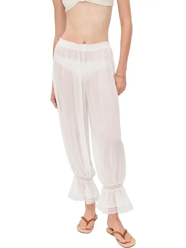 Caroline Constas Luella Lace Trimmed Pants - White