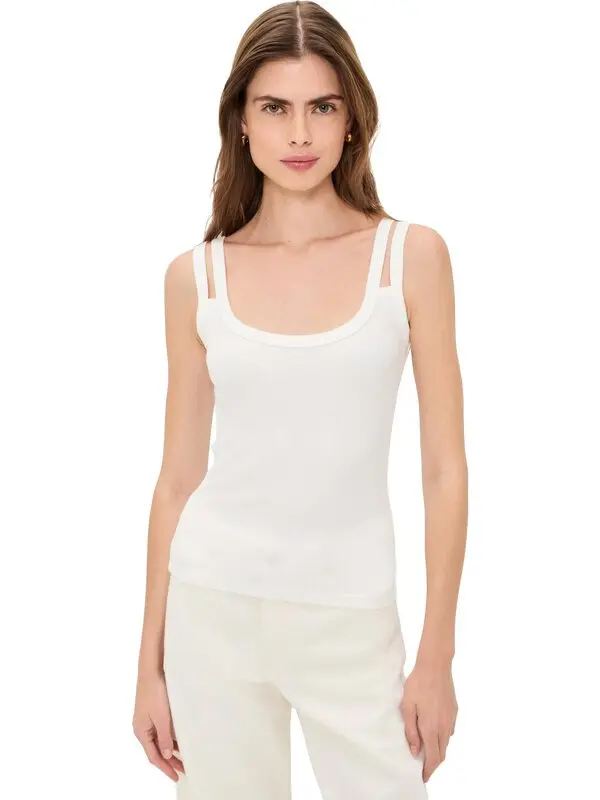 ASKK NY Ribbed Double Tank Top - 100 Ivory