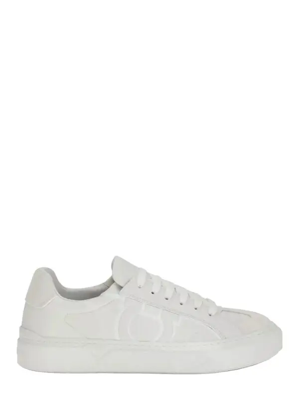 FERRAGAMO Gancini Leather Sneakers - White