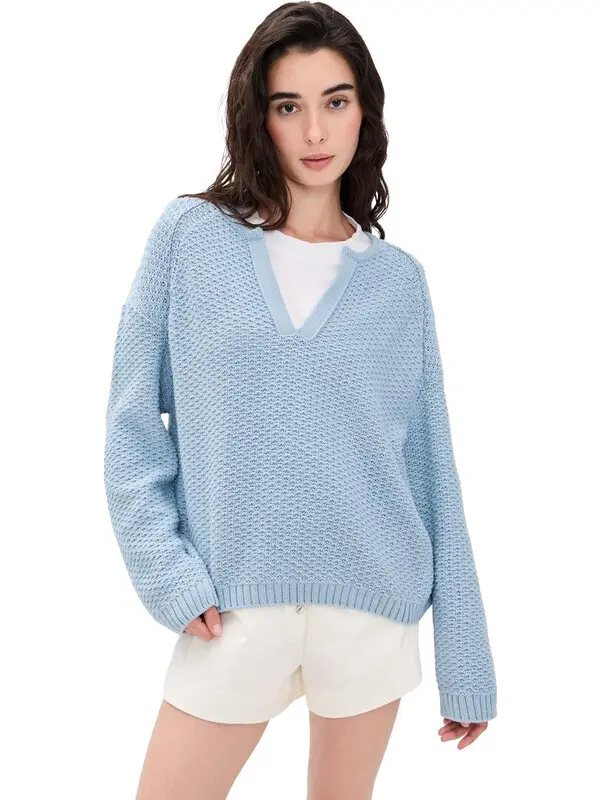 Closed Long Sleeve Tunic Sweater - Dove Blue