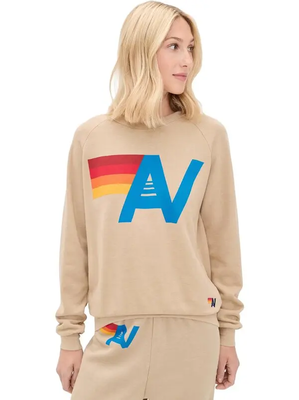 Aviator Nation Logo Crewneck Sweatshirt - Sand