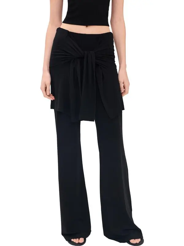 Beaufille Waist Tie Wide Leg Pants - Black