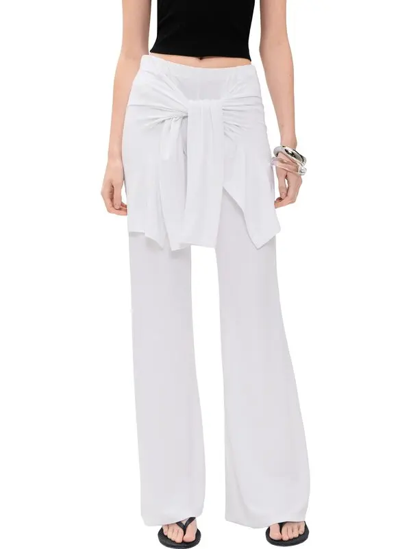 Beaufille Waist Tie Wide Leg Pants - White