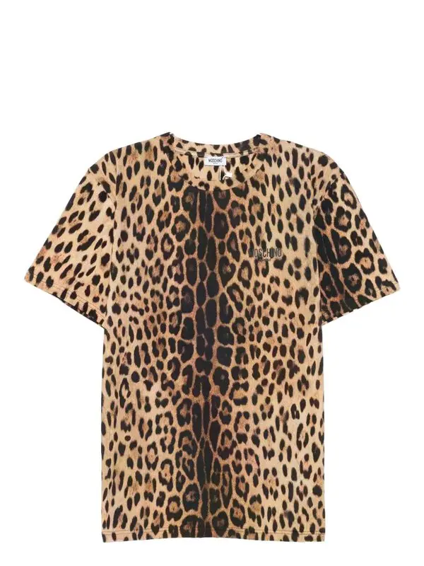 Moschino Leopard-print Logo T-shirt - Neutrals