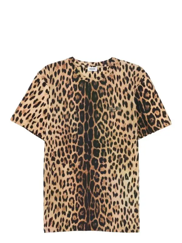 Moschino Leopard-print Logo T-shirt - Neutrals