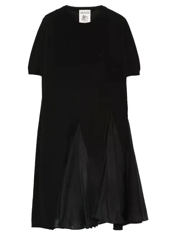 SEMICOUTURE Crew-neck Pleated Dress - Black