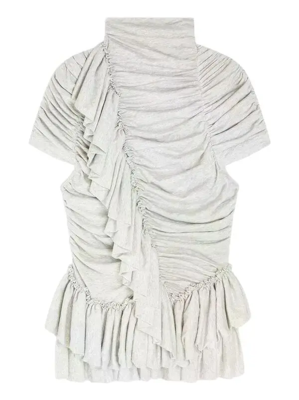 Dries Van Noten Ruffled High-neck Top - Grey