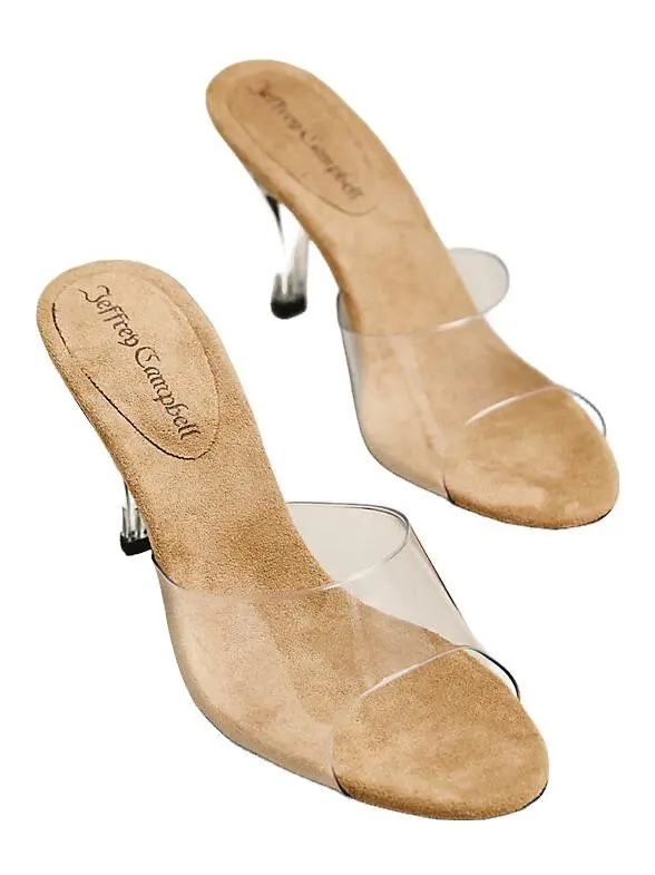 Jeffrey Campbell Clear Mule Heels - Nude Suede Clear