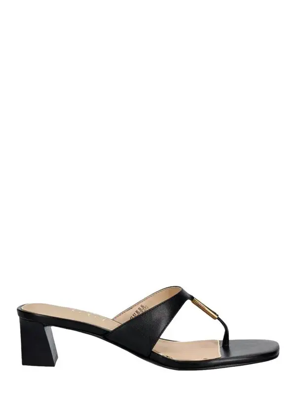 Guess Thong Sandals With Gold-tone Hardware - Black