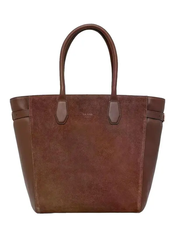 Guess Suede-panel Tote Bag - Brown