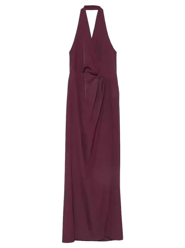 LE RJTANGE Pleated-detail Halterneck Maxi Dress - Purple