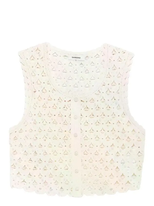 Sandro Floral-crochet Vest - Neutrals