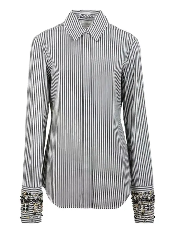 Sportmax Striped Embellished Shirt - White