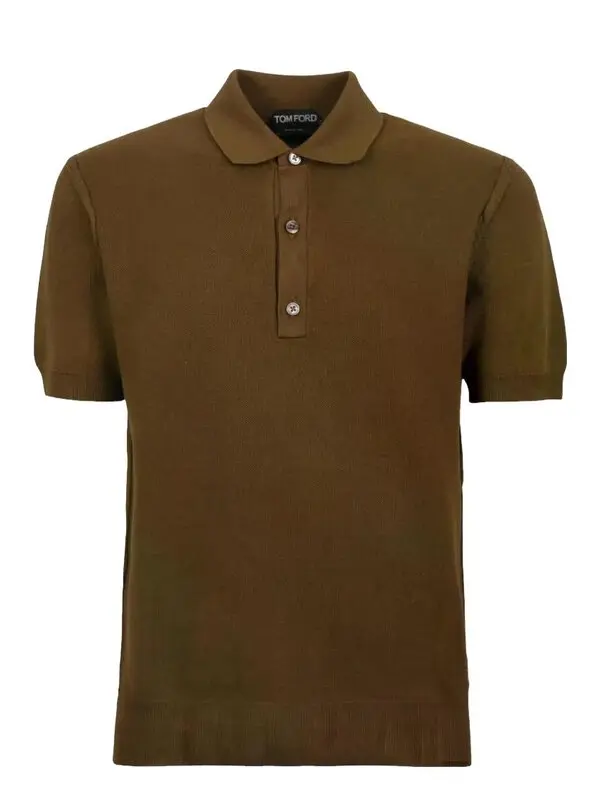 TOM FORD Button Cotton Polo Shirt - Brown