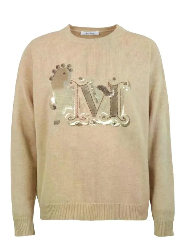 Max Mara Logo Crew-neck Sweater - Neutrals