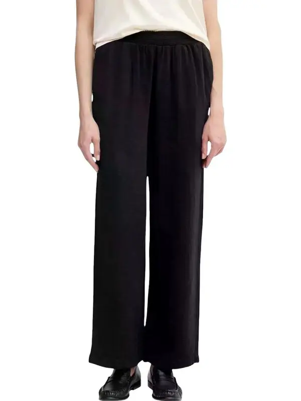 Calvin Klein Slub-texture Wide-leg Trousers - Black